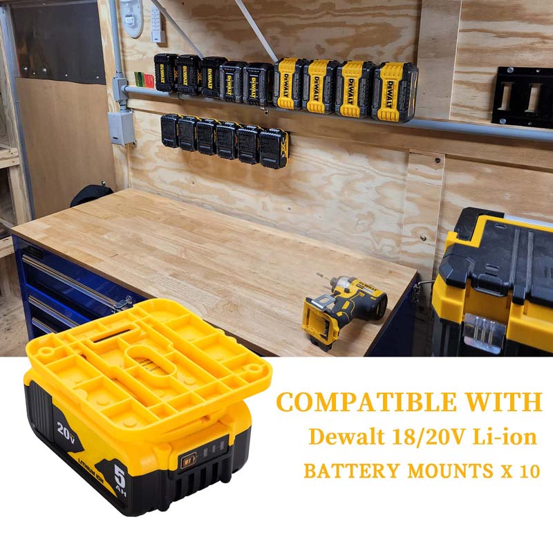 10-Pack Upgraded Dewalt 20V/60V Battery Mount Dock Holders - Powuse