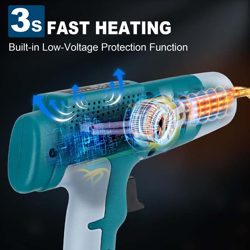 80W Cordless Plastic Welder Gun Powered by Makita LXT 18V Battery - Powuse