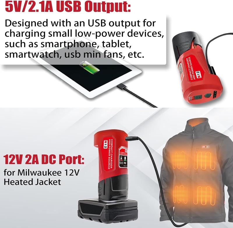 Milwaukee 12V Heated Jacket Power Source Charger Adapter | Powuse