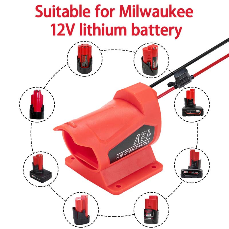 Milwaukee M12 Battery Power Wheels Adapter with Side Fixing Holes - Powuse