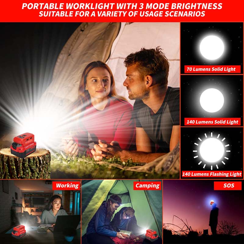 Craftsman 20V Battery Power Source USB Charger Adapter w/LED Light - Powuse